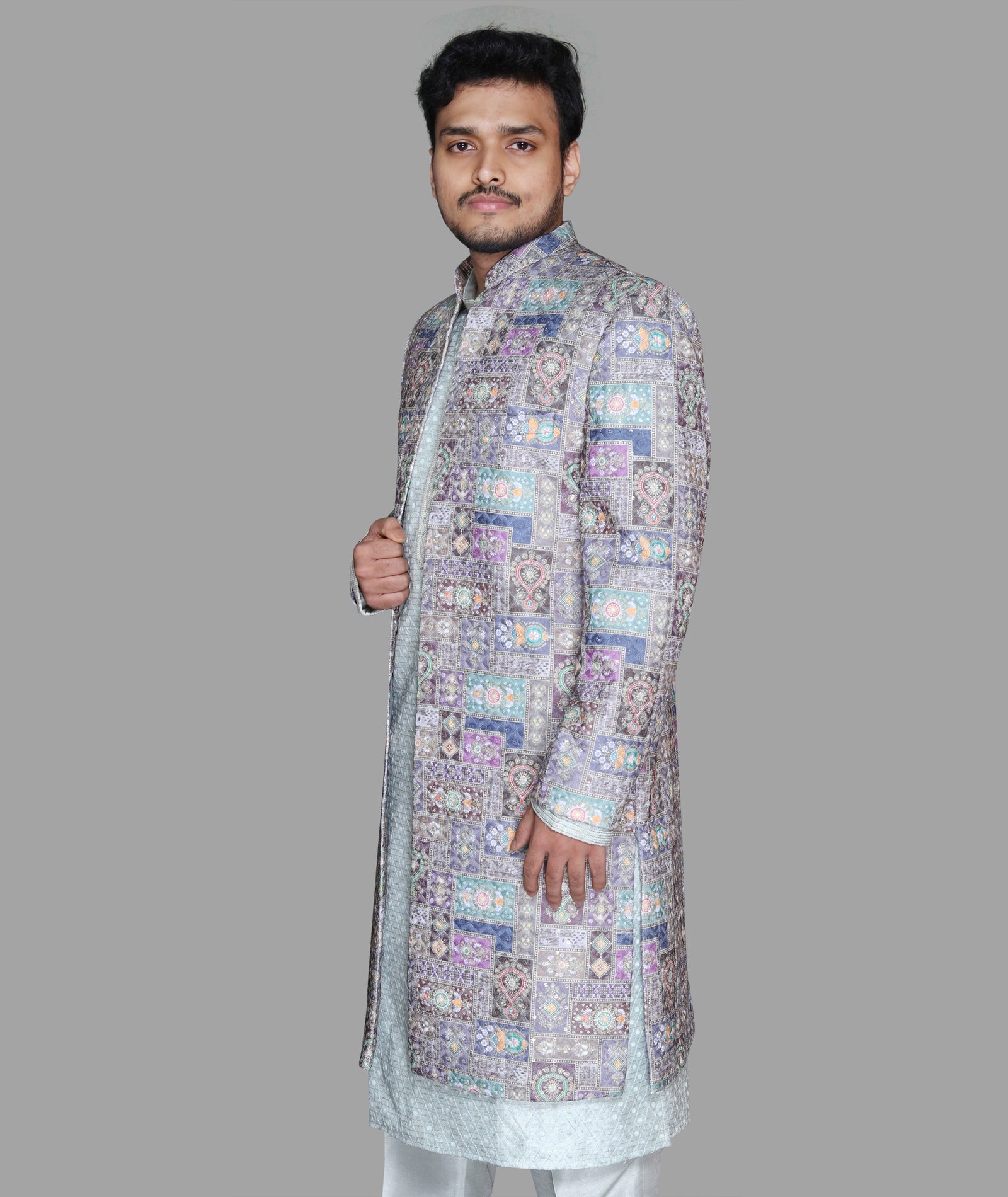 Regal Mosaic Embroidered Sherwani – Simple Stitches